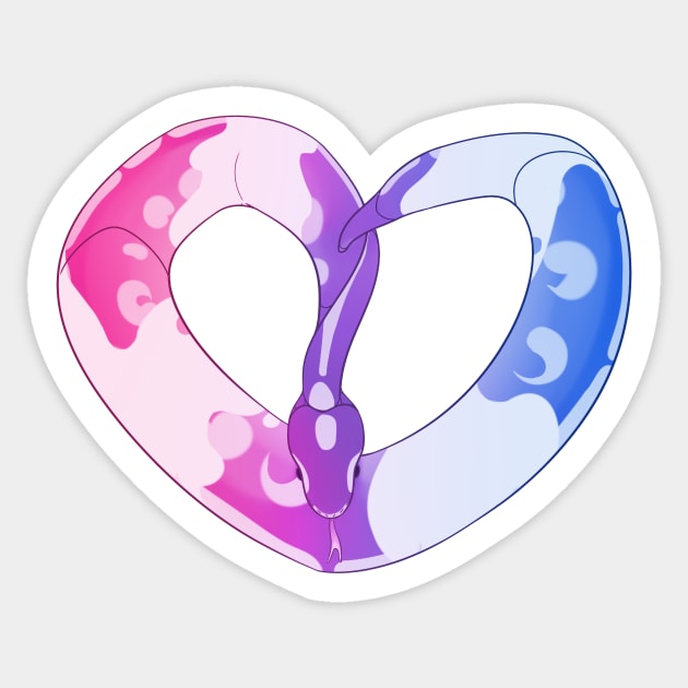 Ball Python Heart (Bi Pride Design) - Ball Python - Sticker | TeePublic